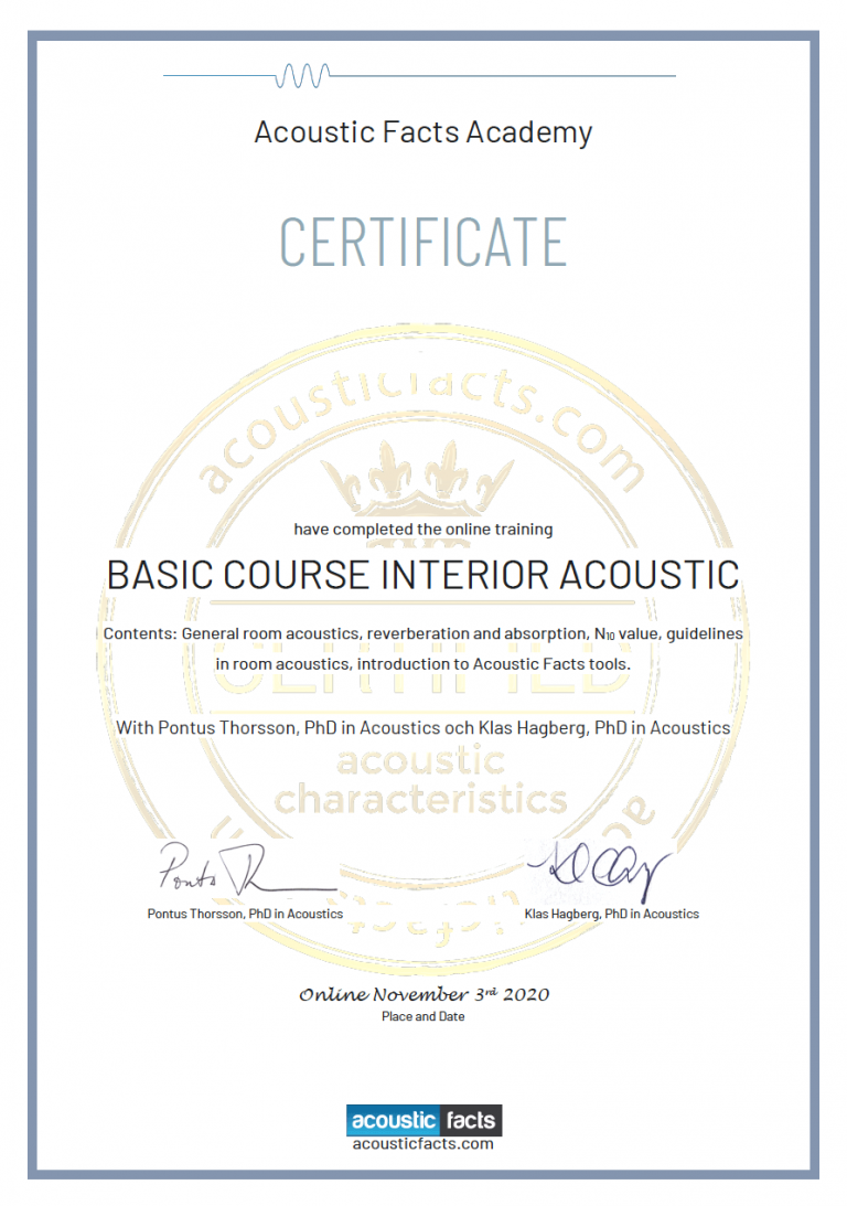 Acoustic Facts Webinar – Basic and Advanced Course in Interior ...