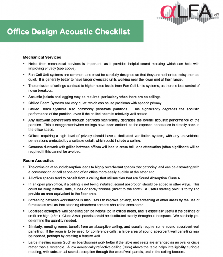 Office Design Acoustic Checklist – AlfaDB